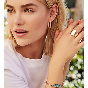 PEARLADA 18K Gold Oval Huggie Hoop Earrings for Women Chunky Tube Leverback Earrings Dainty Minimalist Jewelry Christmas Gift Fashion Rounded Rectangle Endless Hoop Earrings