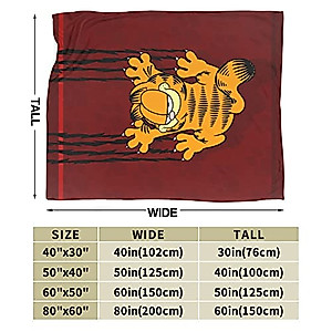 Garfield Blanket Super Soft Flannel Fleece Throw Blankets Luxury Warm Plush Bedding for Sofa Living Room Bedroom (Red, 50"X40")