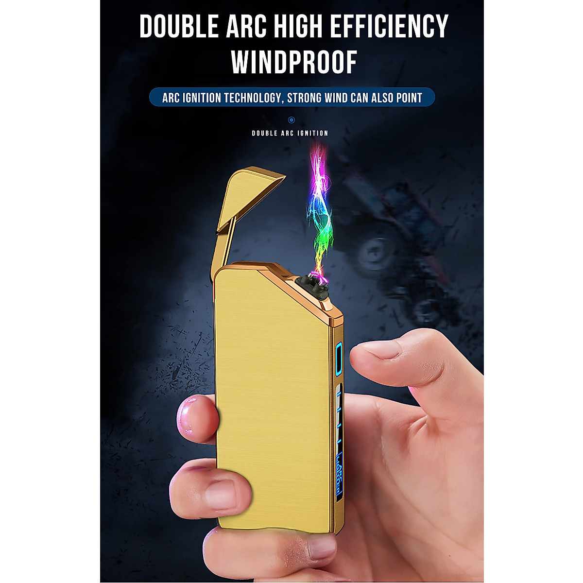 Electric Lighter Dual Arc Lighter USB Rechargeable Lighters for Smoking Windproof Flameless Butane Free Lighters for Candle with LED Battery Indication… (red)