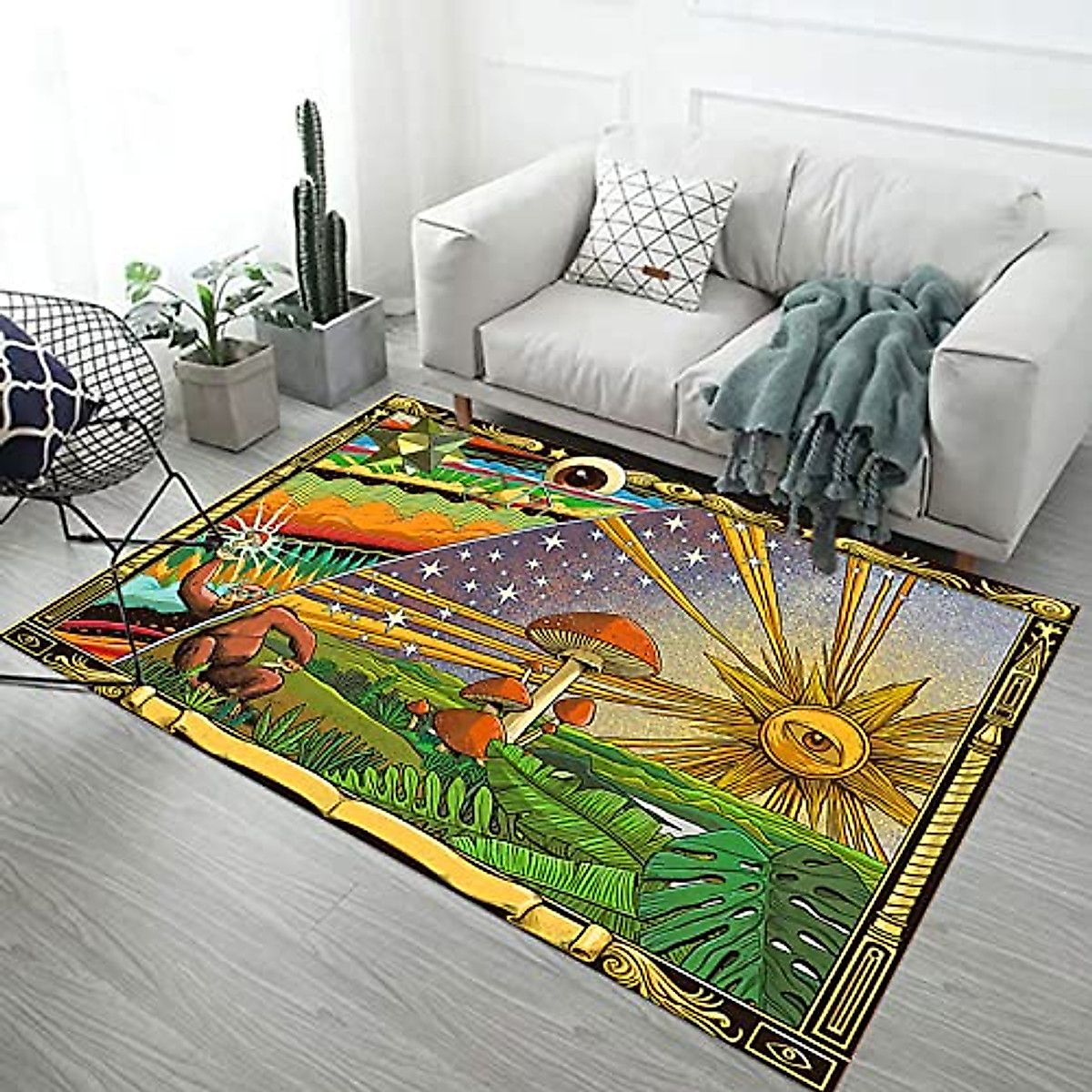 LGGQQW Trippy Mushrooms Area Rug Vertical Hippie Rug Psychedelic Carpet for Bedroom Living Room Dorm Multicolor 32*47inch