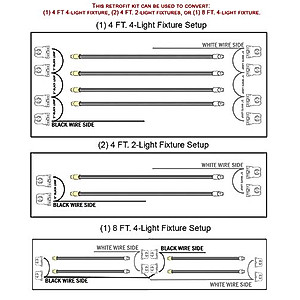 ORILIS 4 Light Fluorescent to LED Retrofit Conversion Kit - Includes (8) Lamp Holders, (4) 4 Ft. Orilis 24W 6500K LED T8 Tubes, (4) Wire Nuts, Copper Wires