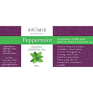 ArOmis Organic Peppermint Essential Oil - 100% Pure Therapeutic Grade - Undiluted, Premium Oil - 150 Micron Filtered, Perfect for Aromatherapy Diffusers (10ml / .34 fl oz)