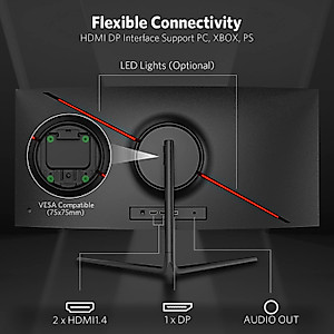 Fiodio 30in Curved Gaming Monitor 100Hz, Full HD 21:9 Ultrawide PC Computer Monitor Built-in Speakers, 2560 * 1080P HDMI DP Ports, VESA Wall Mount Ready 75 x 75mm (DP Cable Included)