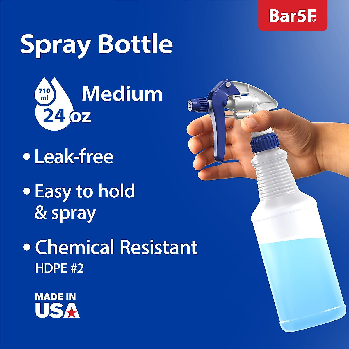 Bar5F Professional Sprayer 24-Ounce - 20 Foot Spray, Bleach Resistant, Adjustable Nozzle, All-Purpose, 3-Pack