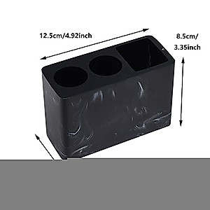 Toothbrush Holder Marble Look Electric Toothbrush Toothpaste Bathroom Organizer Stand Trays Caddy Countertop for Bathroom Vanity Storage and Organizing(Black)