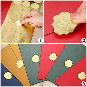 Gersoniel 480 Christmas Embossed Envelope Seals Stickers Wax Foil Seal Stickers Envelopes Self-Adhesive Seal for Greeting Card Wedding Party Decor(Funny Style,Gold)