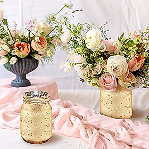 Suclain 6 Pack Mason Jars Painted Mason Jars Wide Decorative Jar Glass Decorative Jars for Home Table Centerpiece Decoration and Wedding Favor (Gold)