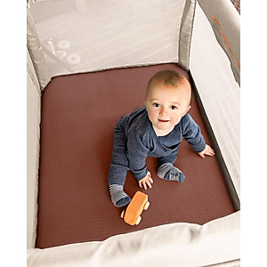 Blissful Diary Muslin Mini Crib Sheets, Pack and Play Mattress Sheets Fitted for Pack N Play, Soft Cotton for Boys Girls, 2 Pack(Rainbow&Cedar)