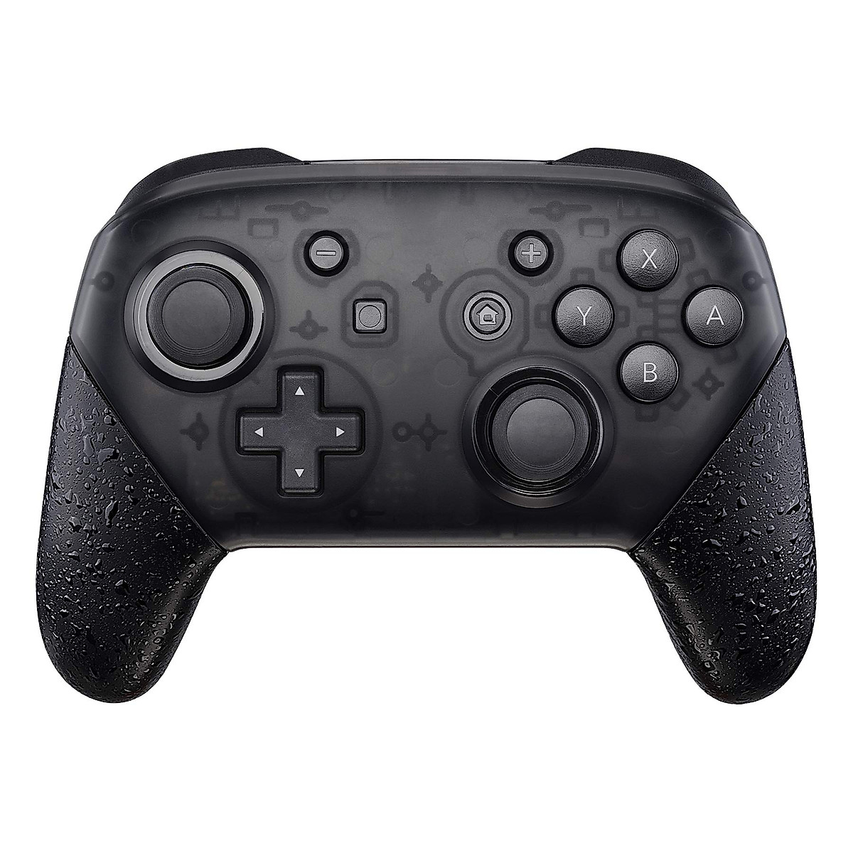 eXtremeRate Textured Black Replacement Handle Grips for Nintendo Switch Pro Controller, 3D Splashing DIY Hand Grip Shell for Nintendo Switch Pro - Controller NOT Included