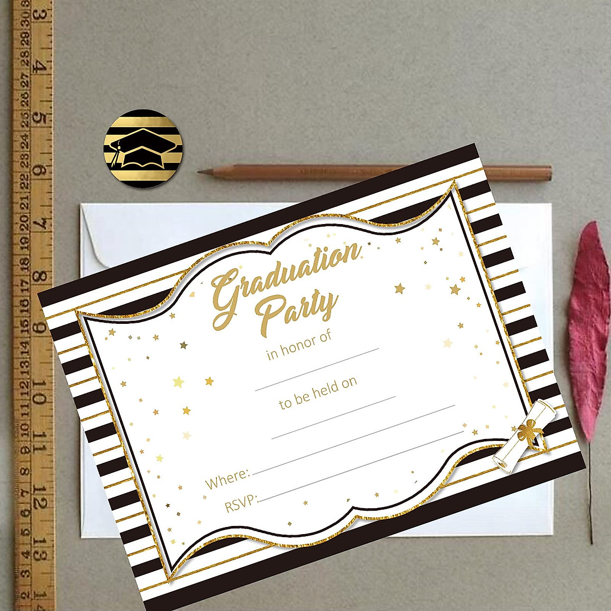 Omgouue Graduation Party Supplies Invitations with Envelopes 2024,Grad Congrats Announcements 32Ct