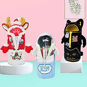 Pencil Case Kawaii Zipper Pencil Pouch Large Capacity Pencil Bag Cute Soft Fuzzy Standing Pencil Box for Girls Boys Pen Organizer (Red)