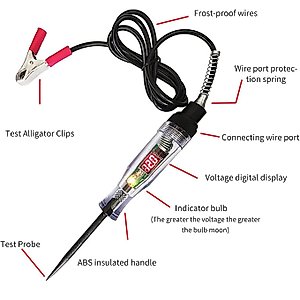 2023 Car Truck Circuit Test Pen -【New Version】Circuit Tester, 3-70V DC Digital LED Circuit Tester, Heavy Duty Light Tester w/ Voltmeter & Spring Wire, Get Result Only Just in 3s (RED - (3-24V))