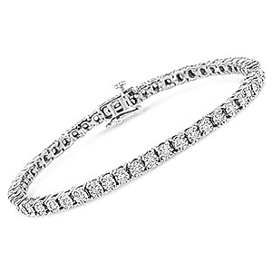 Haus of Brilliance .925 Sterling Silver 1.0 Cttw Lab Grown Diamond Illusion-Set Miracle Plate Tennis Bracelet (G-H Color, VS1-VS2 Clarity) - Size 7.25"