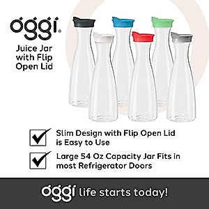 Oggi Carafe, 1.6-Liter, Clear, Black Lid