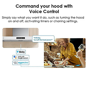 Samsung 30" Bespoke Smart Wall Mount Hood, LCD Display & Touch Control, Triple Air Sensor, Low Noise, WiFi Connected, Clean Grey, NK30CB700WCGAA