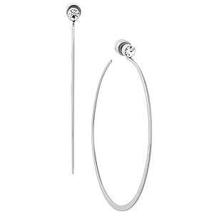 Michael Kors Stainless Steel and Cubic Zirconia Whisper Hoop Earrings for Women, Color: Silver (Model: MKJ6000040)