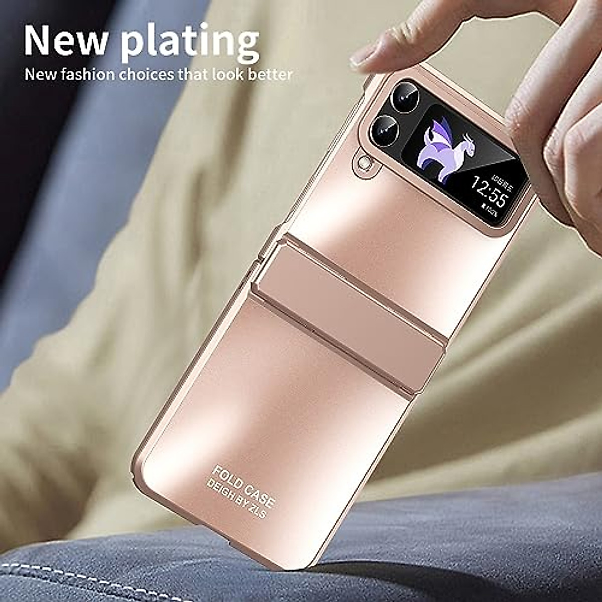 Phone Case Compatible with Samsung Galaxy Z Flip 4 Case with Hinge Protection,Slim Thin Shockproof Hard Full-Body Protective Phone Case Cover for Flip4 5G Phone Phone Protector (Color : Pink)