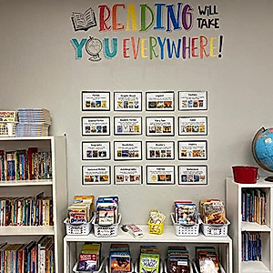 Reading Will Take You Everywhere Inspirational Quote Wall Decal Sticker, Motivational Phrase Nursery Decoration Classroom Bedroom Playroom Art, Kid Study Room Library Wall Sticker Decor