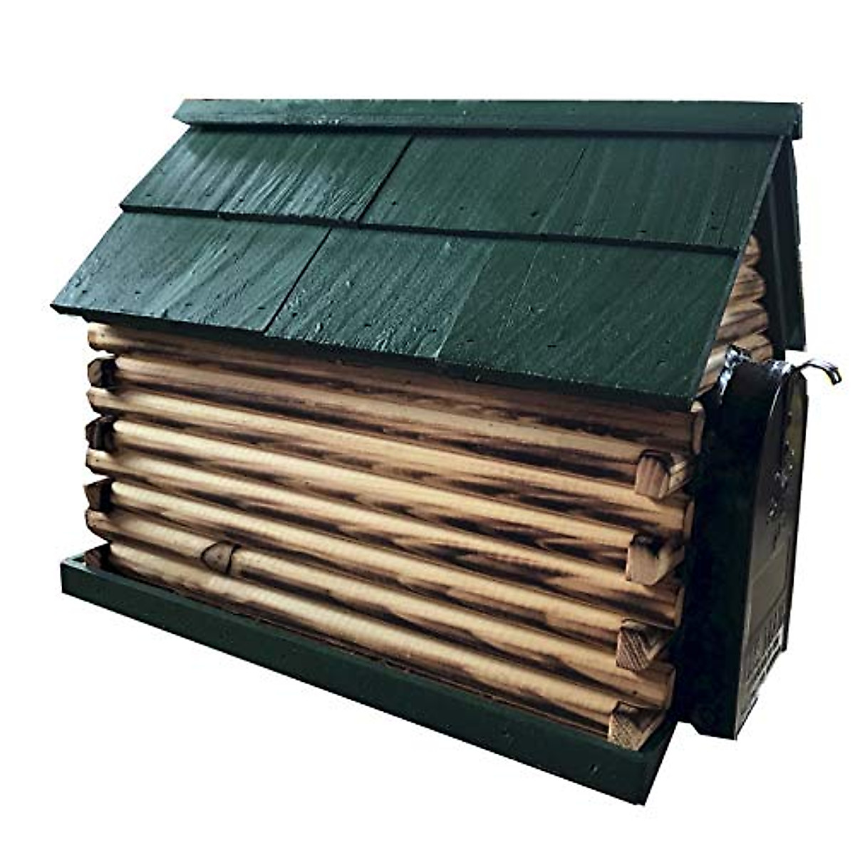 Log Cabin with Porch Wooden Mailbox Green Amish Made in USA