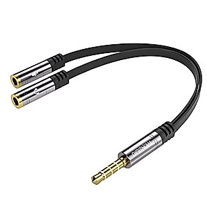 DIGITNOW 3.5mm 4 Pin Male to 2x3.5mm 3 Pin Female Combo Audio Splitter Y Adapter Cable Compatible for PS4,PS5,Xbox One S,Nintendo Switch,Tablet,Mobile Phone,PC Gaming Headsets and New Version Laptop