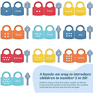 Kids Learning Locks with Keys, 123 Dots Numbers Matching and Counting Toys, Montessori Educational Toys for Toddlers Boys Girls