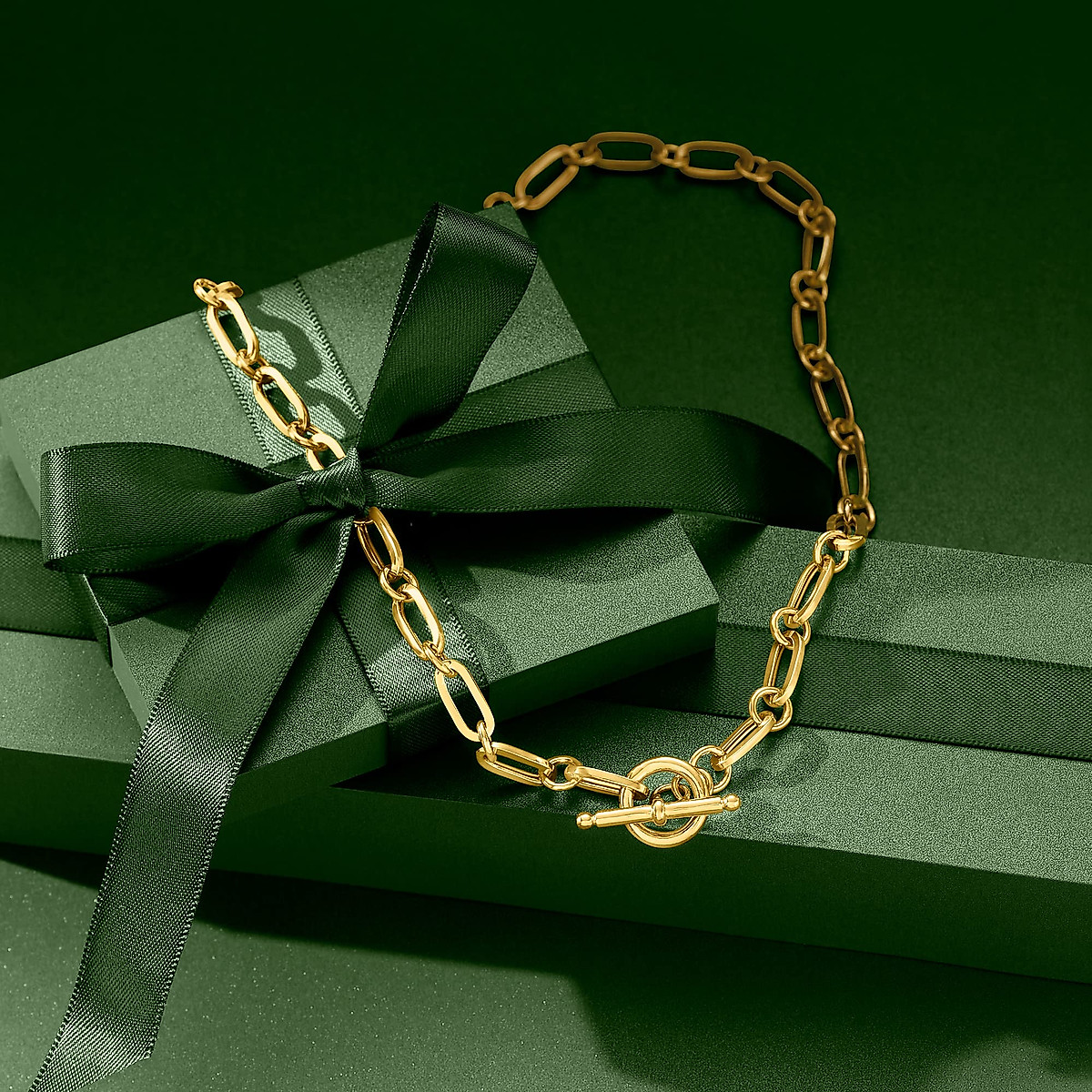 Ross-Simons Italian 18kt Gold Over Sterling Paper Clip Link Necklace. 20 inches