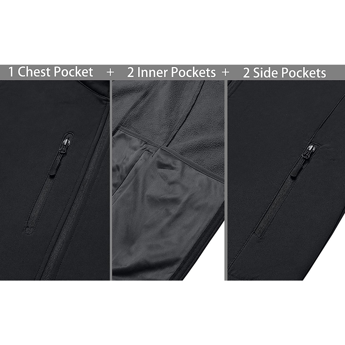 fit space Men's Lightweight Vest Softshell Sleeveless Windproof Jacket with Zipper Pocket Cycling Travel Hiking Running Golf (Black,Small)