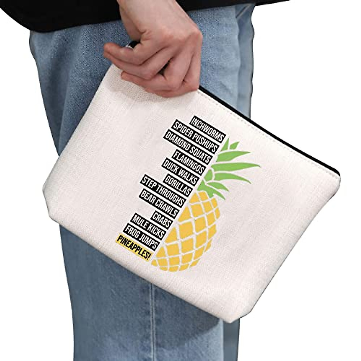 G2TUP Fitness Gym Workout Cosmetics Bag Gym Lover Gift In-chworms Spider Pushups Diamond Squats Makeup Bag Bodybuilding Workout Lover Gift (Inchworm White Bag)