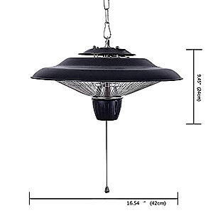 WLL-DP Electric Patio Heater, Ceiling Hanging Space Heater, Freestanding Silent Heater, 3 Power Settings, for Indoor Outdoor Yard Garden, 2000W