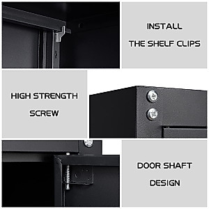 GREATMEET Metal Wall Cabinet, Wall Mounted Metal Cabinet for Garage Storage, Storage Cabinet with Doors and Adjustable Shelf, Garage Cabinet with Lock, Steel Cabinet for Utility Room