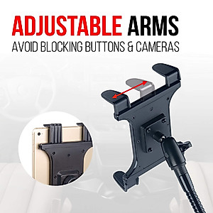 Tackform Gooseneck Tablet Mount for Car and Truck Industrial 28 Inch Steel Coil Gooseneck Seat Rail Device Holder for Taxi, Van, Vehicle. Compatible with iPad, Galaxy, Surface Pro