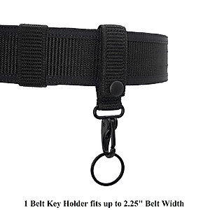 Dotacty Heavy Duty Belt Keeper Clip Key Holder with Nylon MOLLE Strap & Metal Snap & Key Clip & Key Ring Tactical Keyrings Hook Keychain Organizer Police LEO Correctional Officer (Black)