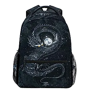 Oarencol Magic Dark Dragon Galaxy Space Black Backpack Bookbag Daypack Travel School Bag