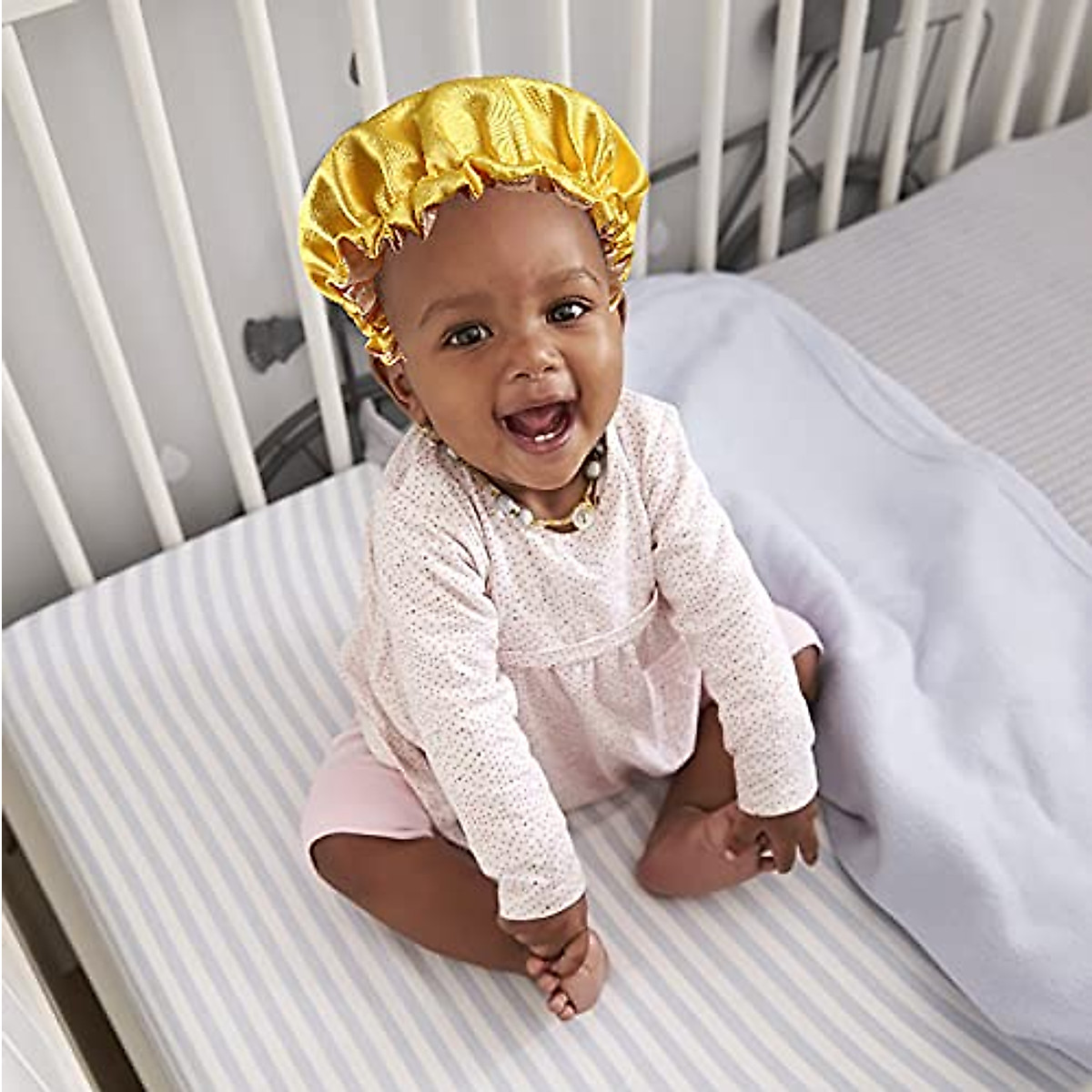 Satin Bonnet Sleep Cap 3Pcs Adjustable Bonnets for Kids Baby Children Infant Newborn Girls Boys Reversible Toddler Bonnet for Curly Hair Natural Hair Double Layer Satin Hair Bonnet for Sleeping