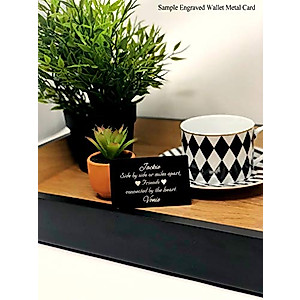 Personalized Message Engraved on Both Sides Metal Wallet Card - Anniversary for Men and Woman, Engraved Wallet Inserts, Love Note, Deployment, Boyfriend, Husband Wife (Black)