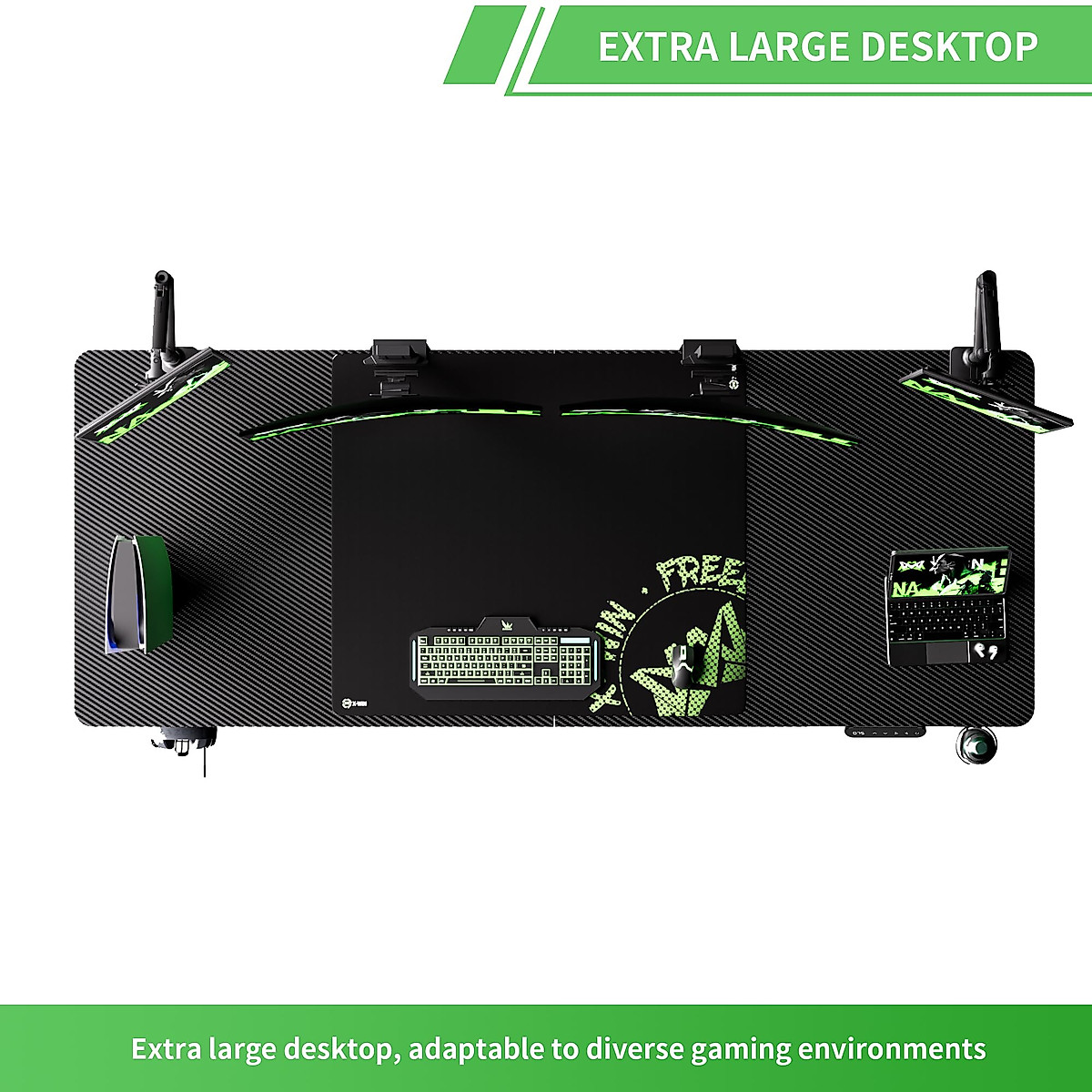 Klobel X-Win Electric Height Adjustable Standing Desk, 71" x 31.5" Inch 4-Leg Ergonomic Sit to Stand Desk for Home Office, Powerful Dual Motor Work Desk, Carbon Fiber Textured Black