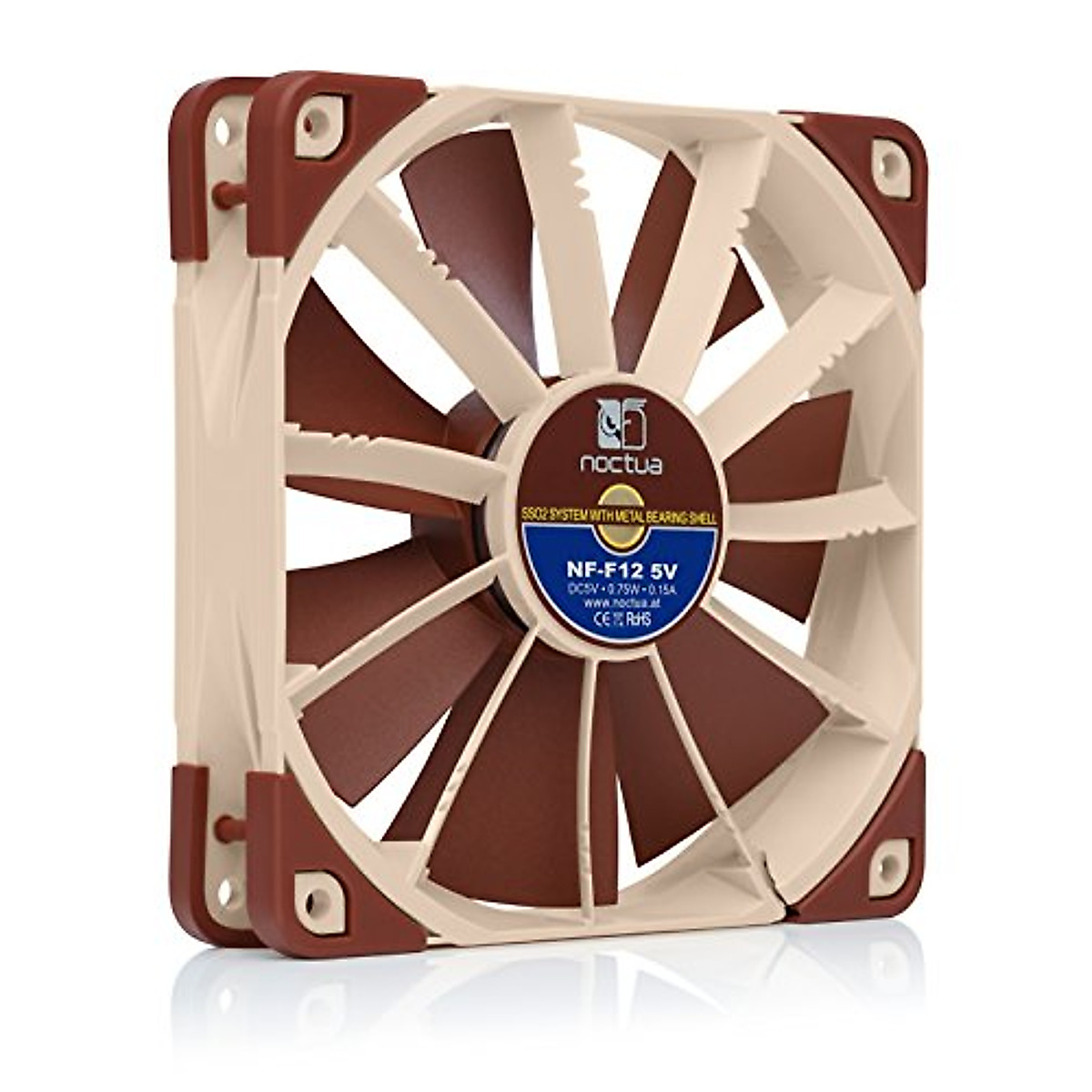 Noctua NF-F12 5V, Premium Quiet Fan with USB Power Adaptor Cable, 3-Pin, 5V Version (120mm, Brown)