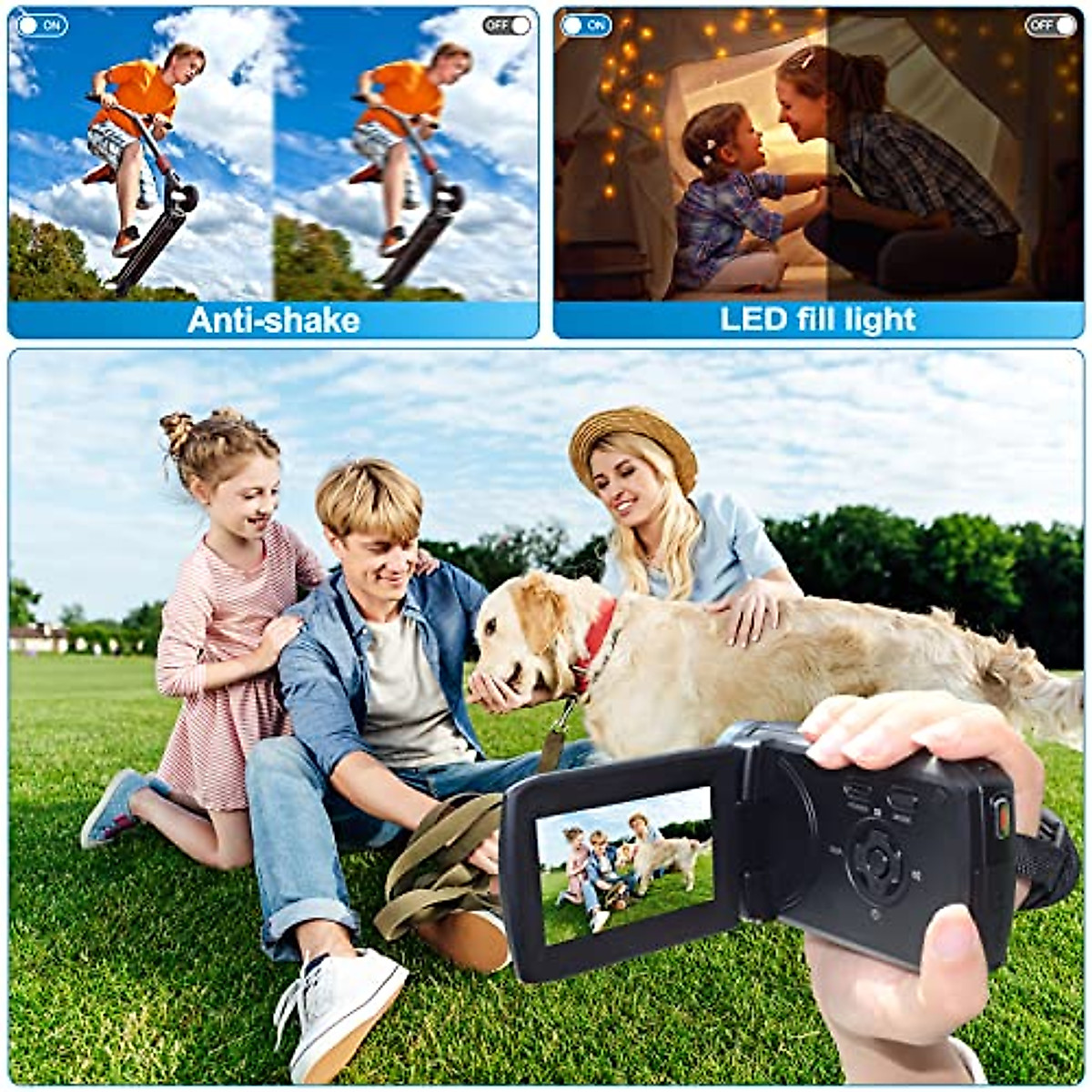 Video Camera Camcorder, Digital Video Camera for Kids, 1080P 36MP Vlogging Camera for YouTube, 2.8 inch Flip Screen Recording Camera, Up to 128G SD Card(Not Included)
