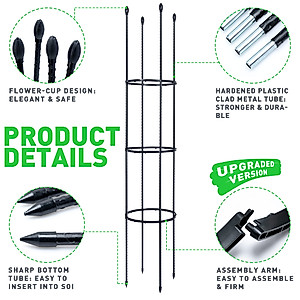 Garden Trellis 4 Pack 60&quot; Tomato CageTall Plant Support Climbing Vines Flowers Stands,Plant Cages &amp; Supports for Vines Crop Vegetable, Flowers,Potted Plants,with 60pcs Plant Clips