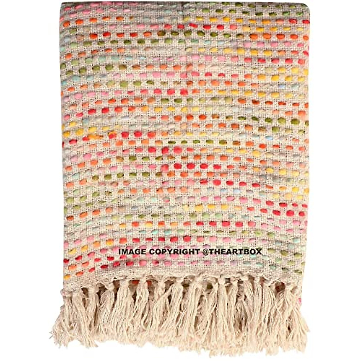 COTTON QUILT Indian Hand Loomed Mud Cloth Blanket Handmade Throws and Blankets Ethnic Cotton Textile, Indian Cotton Throw