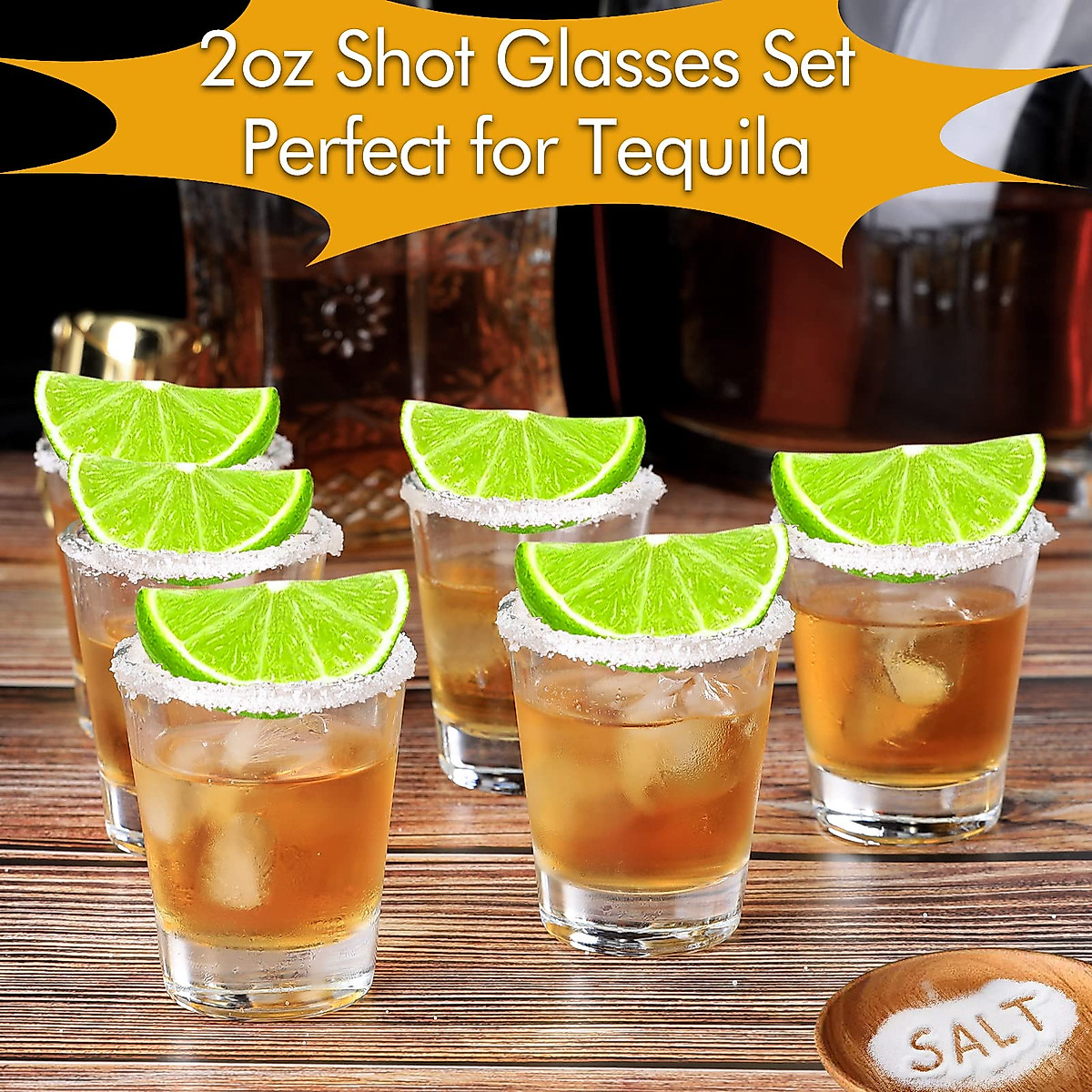 SuproBarware Shot Glass Set of 36 Heavy Base Shot Glass Bulk 2 oz Plus Automatic Measured Bottle Pourer - 1.5oz/45ml