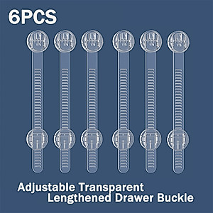 Mr Chen Child Safety Strap Locks (6 Pack) Child Safety Cabinet Proofing for Fridge, Cabinets, Drawers, Toilet, Childproofing Adjustable Multi Use Straps Latches(Transparent)