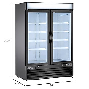 Maxx Cold MXM2-48RBHC, Double Door Merchandiser Refrigerator, Free Standing, 48 Cu. Ft. - Black