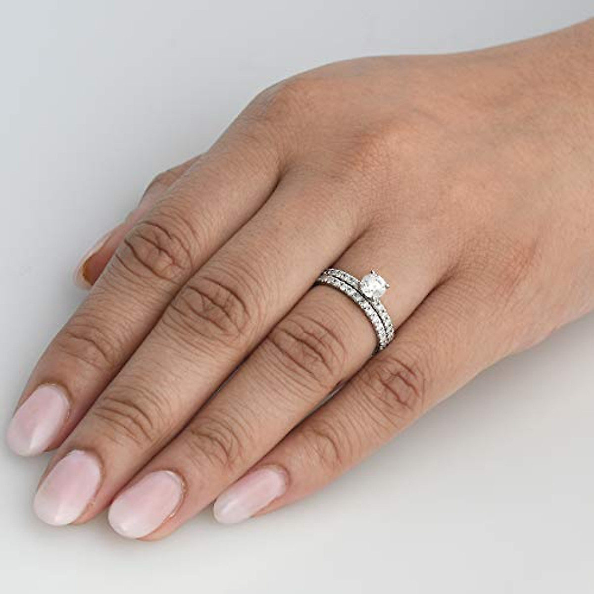 1 ct Diamond Engagement Wedding Ring French Pave Set 14k White Gold - Size 9