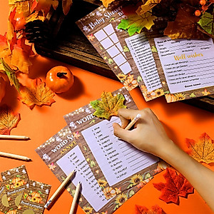 Harloon 142 Pcs Fall Baby Shower Games Set Include 130 Fall Baby Shower Party Game with 12 Pencils for Thanksgiving Pumpkin Autumn Baby Shower Favors Rustic Gender Reveal Neutral Baby Shower Games