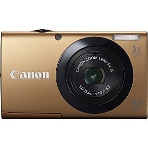 Canon PowerShot A3400 is 16.0 MP Digital Camera with 5X Optical Image Stabilized Zoom 28mm Wide-Angle Lens with 720p HD Video Recording and 3.0-Inch Touch Panel LCD (Gold)