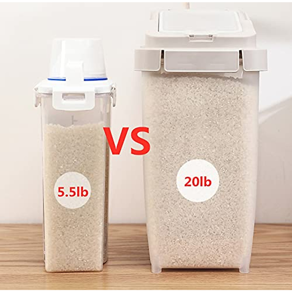 Zaop 20Lbs Airtight Rice Container with Detachable Wheels Dry Food Cereal Beans Storage Container,Sealed 12Lbs Cat Dog Pet Food Bin Tank,Coffee,16JEJDZE30C52TEXT