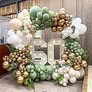 Kbrand Sage Green And Gold Balloons Arch Kit Garland Decor Olive And Gold Balloons Baby Shower Gender Neutral Jungle Neutral Metallic Chrome Confetti, QQL 11