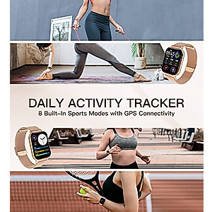 Lefitus Smart Watches for Women (Answer/Make Calls) 1.7" Touchscreen Fitness Tracker with Heart Rate Monitor Pedometer Smartwatch for Android and iOS Phones with Stainless Steel Band Waterproof