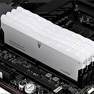 V-Color Prism Pro DDR4 16GB (8GBx2) 3600MHz (PC4-28800) CL18 RGB Gaming Desktop Ram Memory Module UDIMM Hynix IC Single Rank - White (TL8G36818D-E6PRWWK)